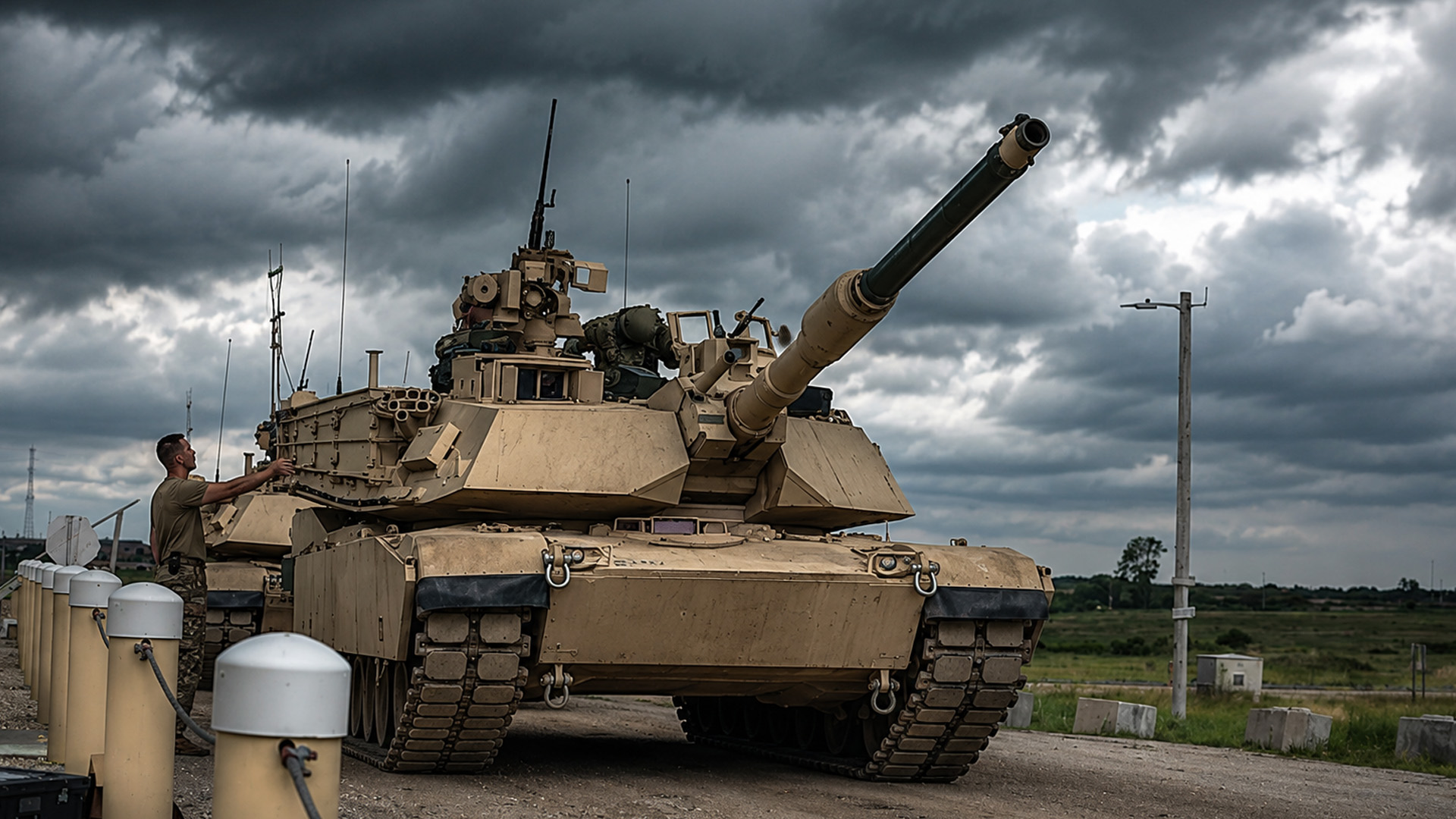 US Army M1 Abrams tanks fire during live training