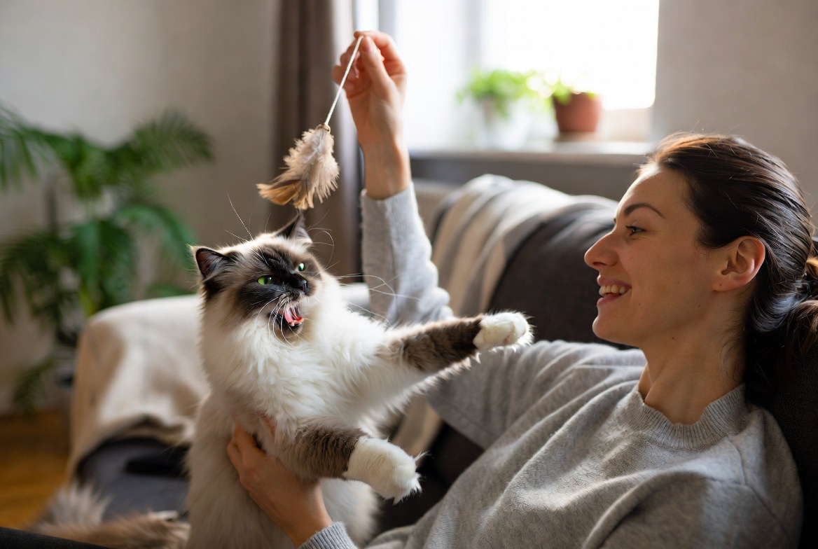 7 giochi con il gatto che riducono lo stress di entrambi