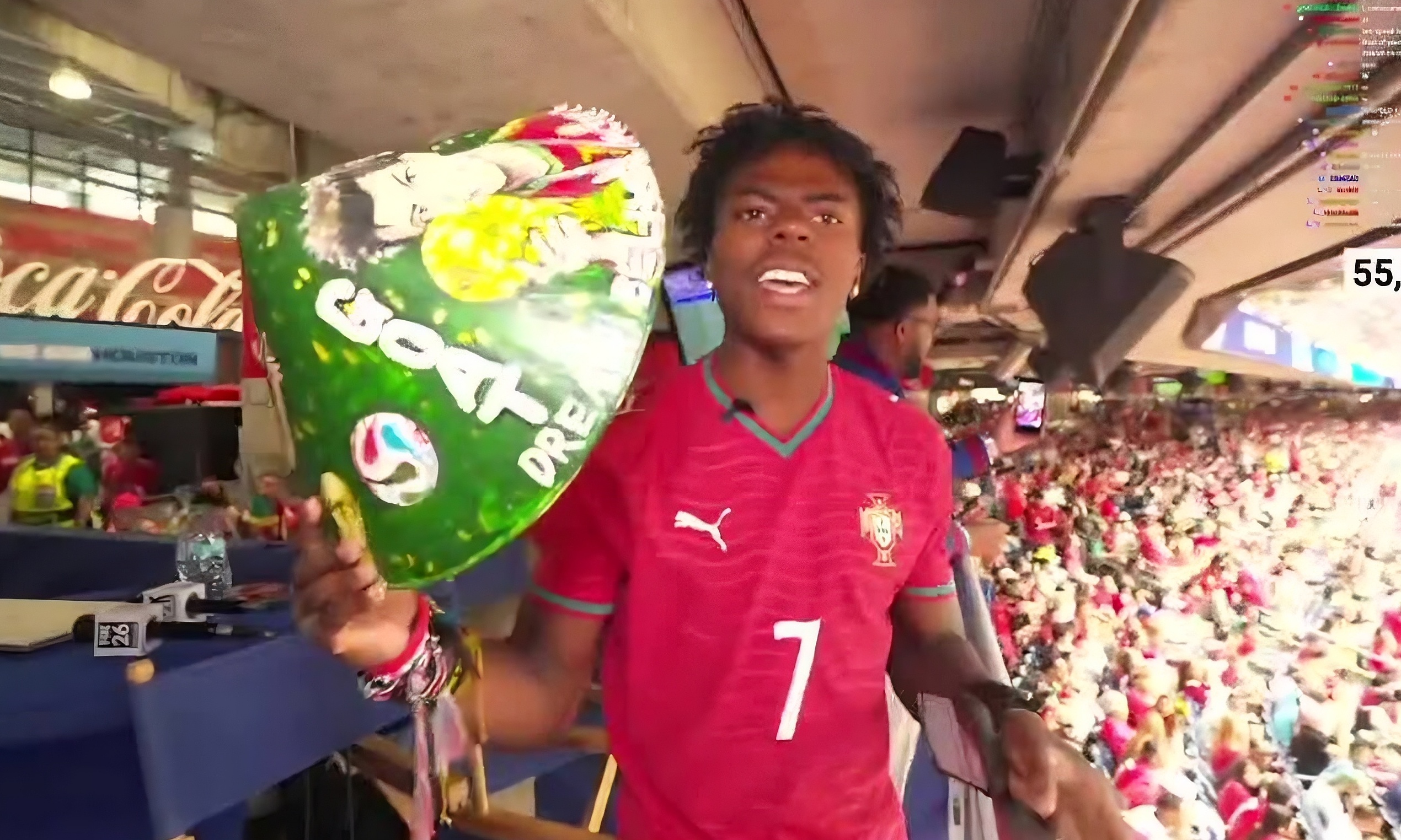 IShowSpeed wears Vietnamese conical hat to cheer Ronaldo at World Cup ...