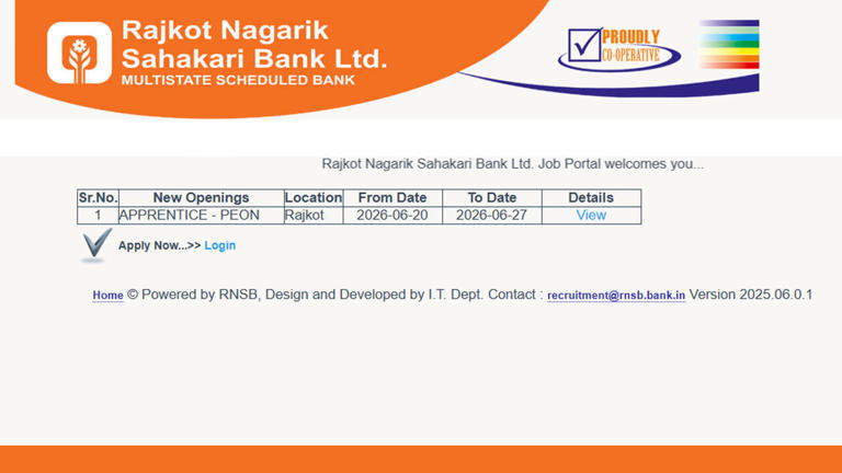 RNSB apprentice peon recruitment 2026: Apply online at jobs.rnsb.bank ...