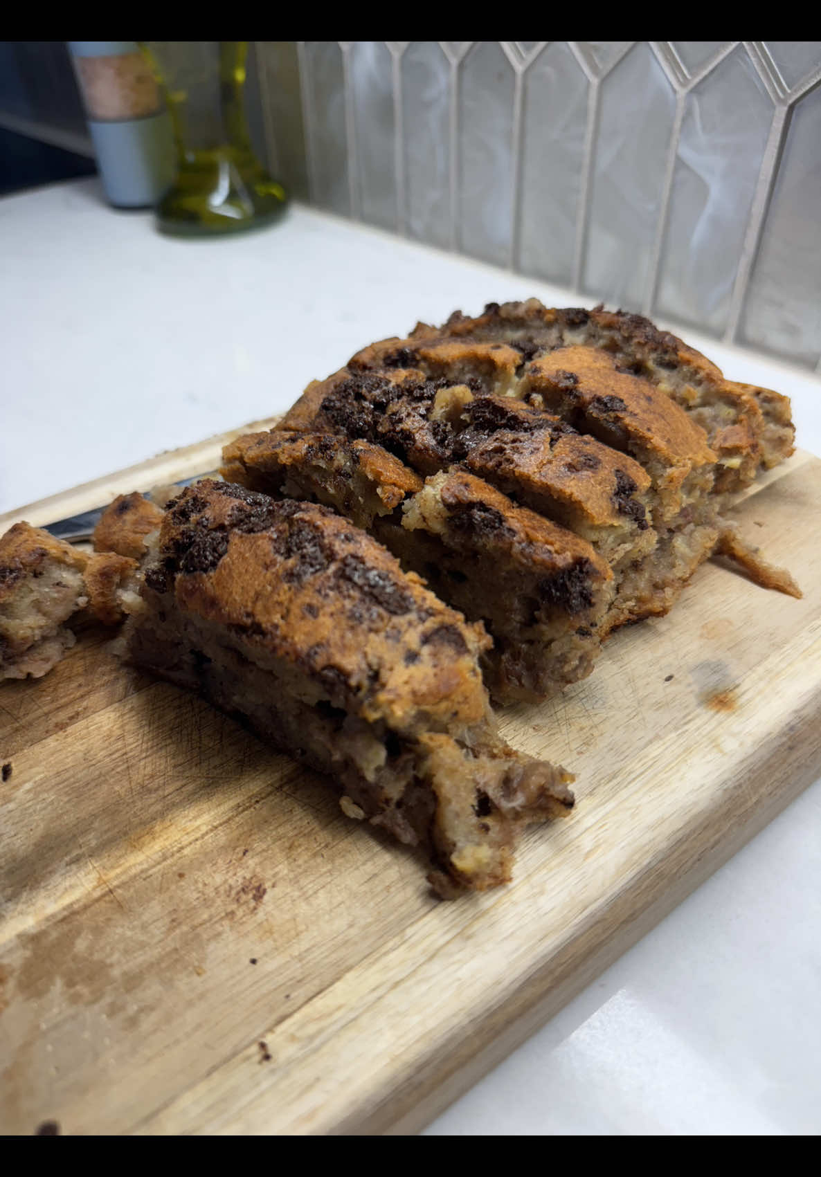 Making moist chocolate chip banana bread from scratch for the person I ...