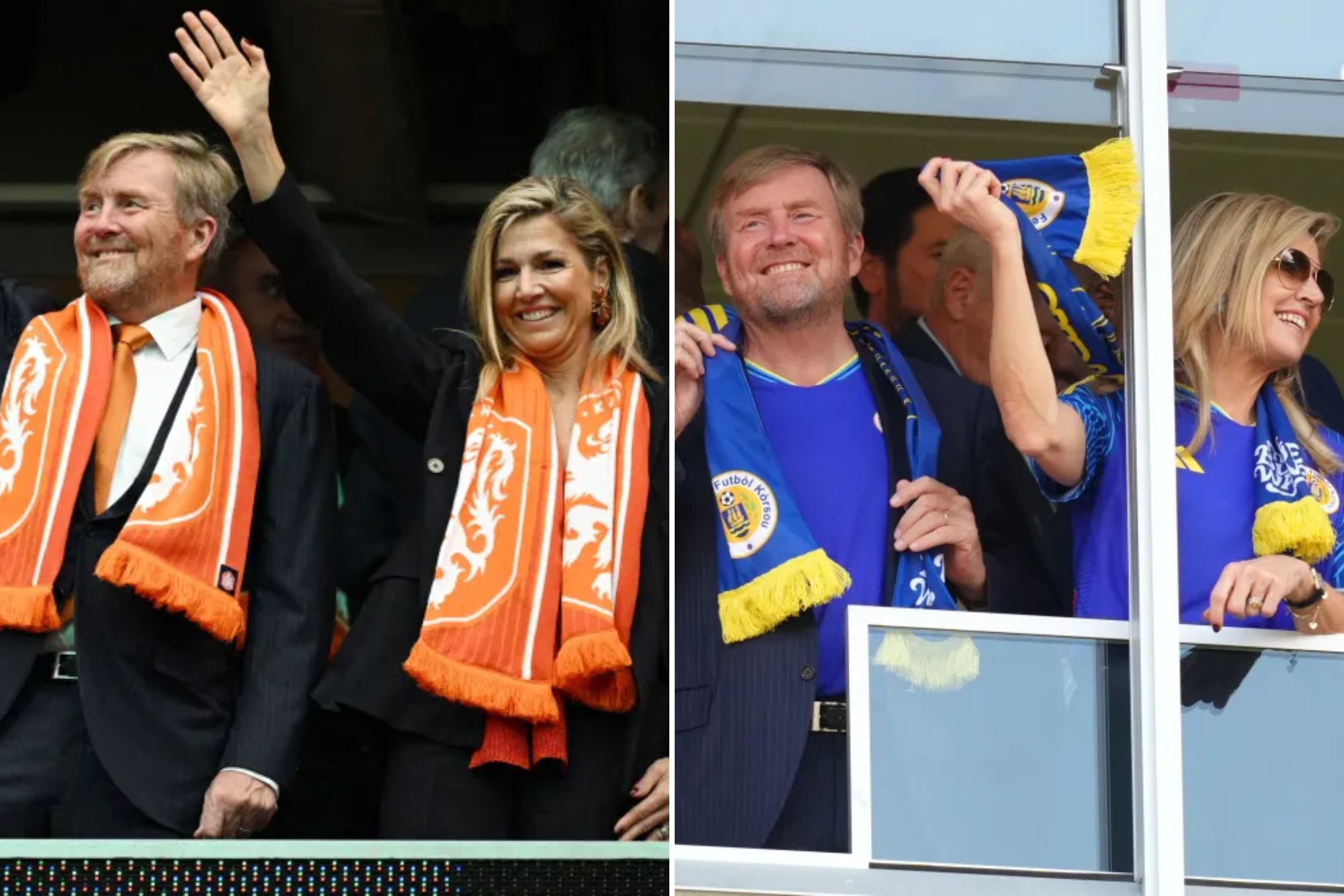 Dutch royals swap orange for blue as they cheer for Netherlands, then ...