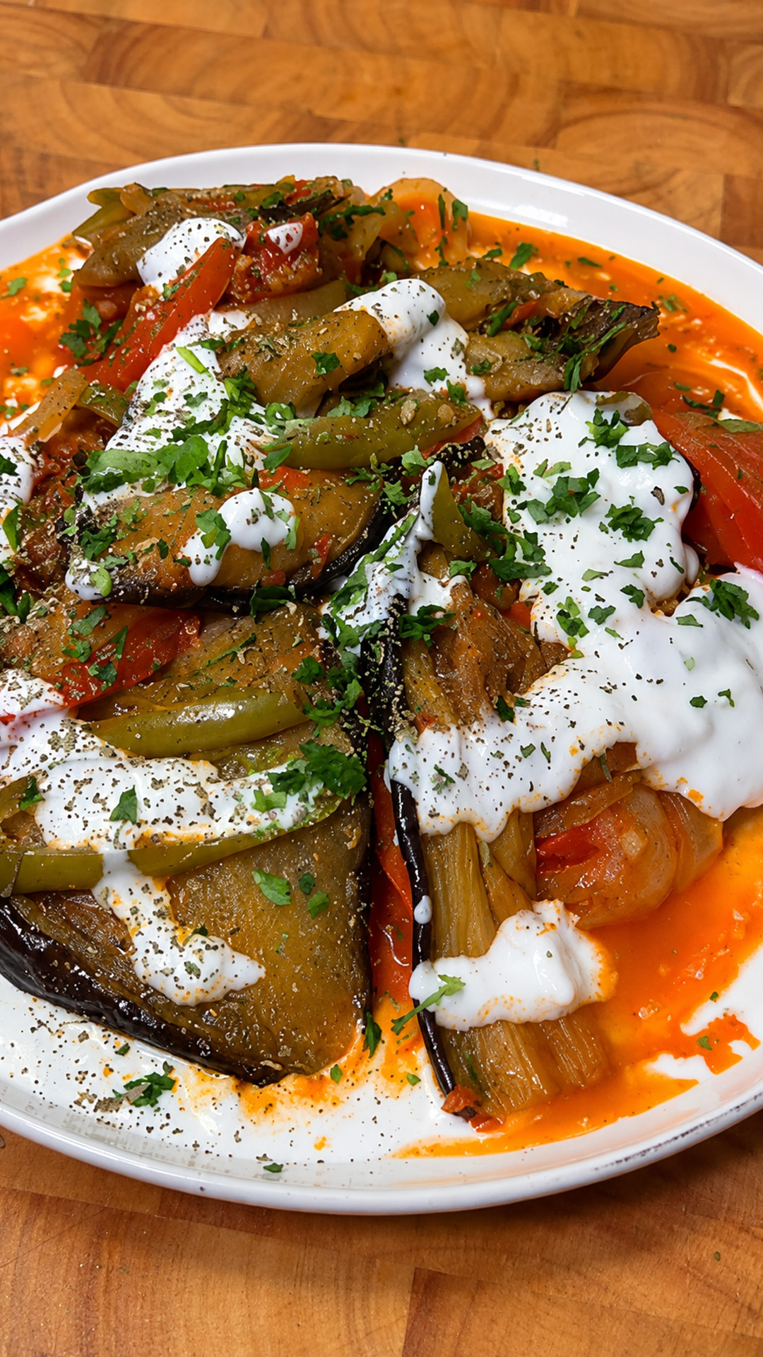 Afghan eggplant with tomato yogurt sauce made simple