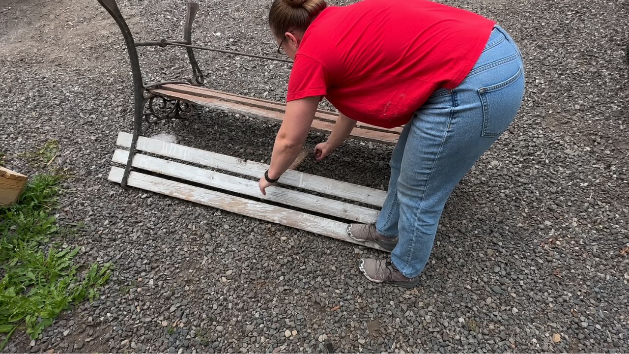 She cuts up an old bench for this brilliant backyard masterpiece