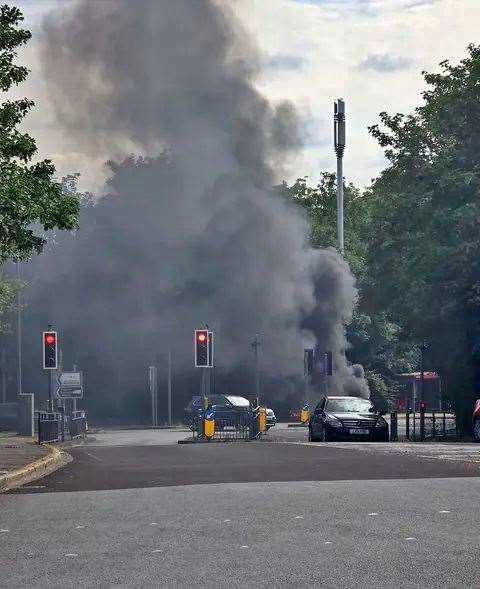 Northfleet fire crews respond to car blaze along Thames Way near Aldi ...