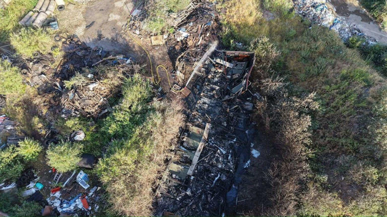 Drone pictures reveal extent of damage caused by major fire at derelict ...