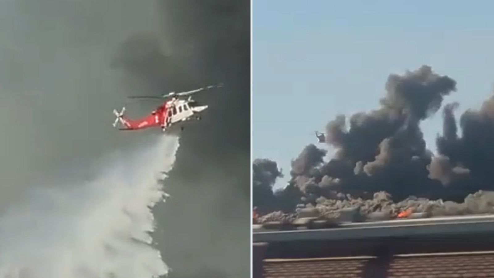 Watch: Helicopter puts out warehouse fire in LA