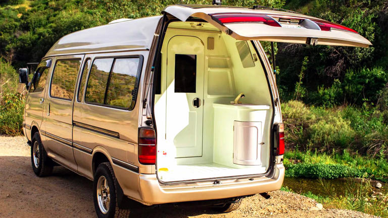 This $18K Toyota van hides a private bathroom with a shower in the back