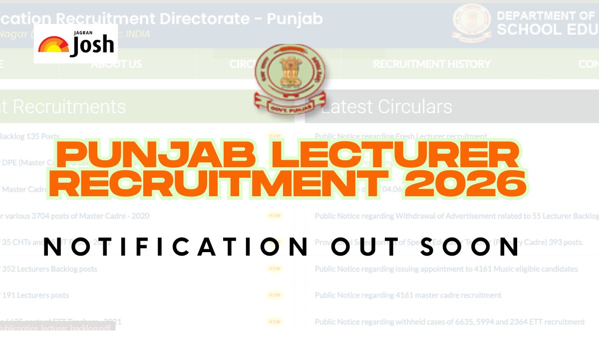 Punjab lecturer recruitment 2026: 1013 vacancies, notification on June ...