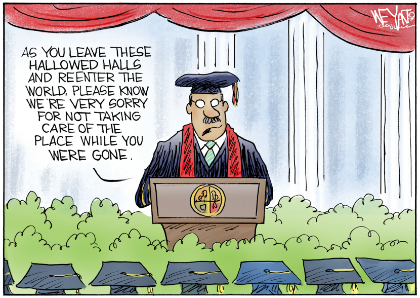 Graduation cartoons capture the class of 2026’s uncertain future