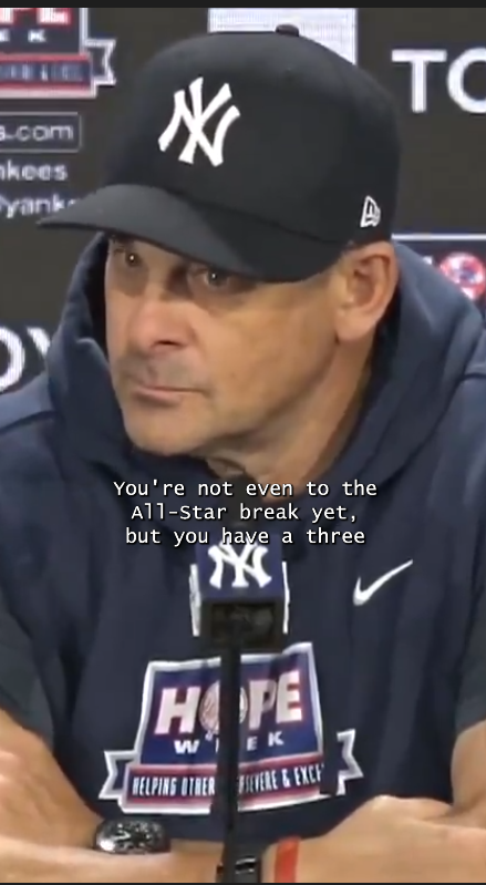 Aaron Boone reacts to Yankees' strong position in the AL East