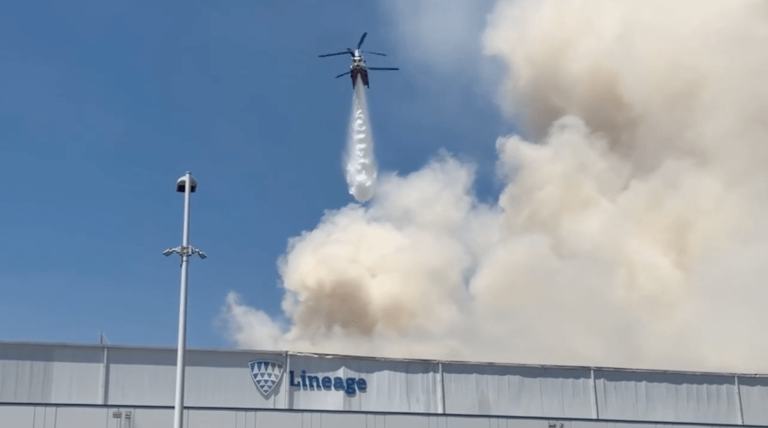 Aerial footage shows different perspective on Boyle Heights warehouse fire