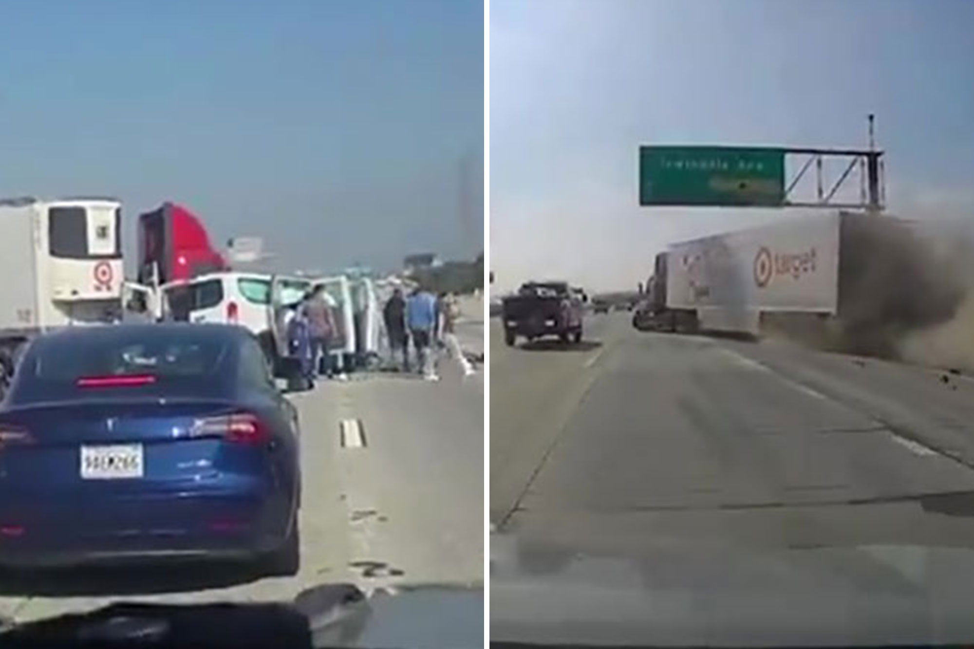210 Freeway horror as big rig kills woman and injures 32 near Irwindale