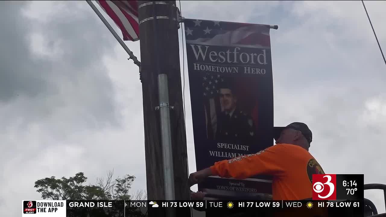 Westford unveils veteran memorial banners around town common