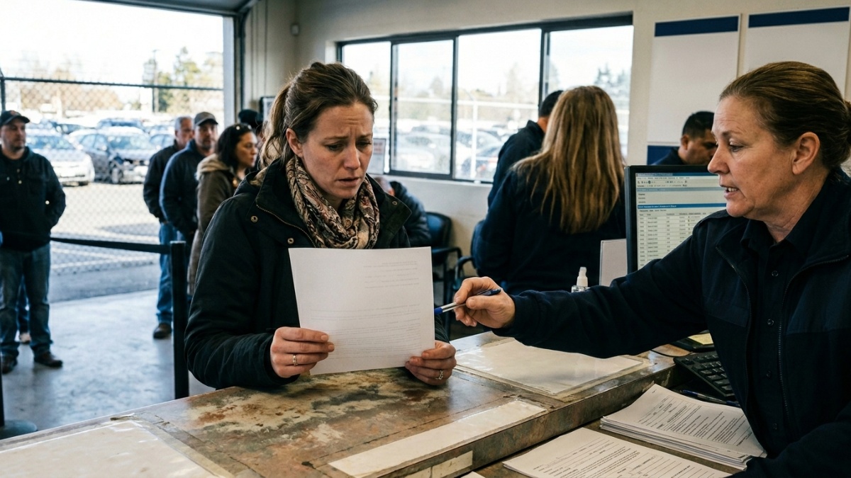 The impounded car title search revealed two liens and a registration ...