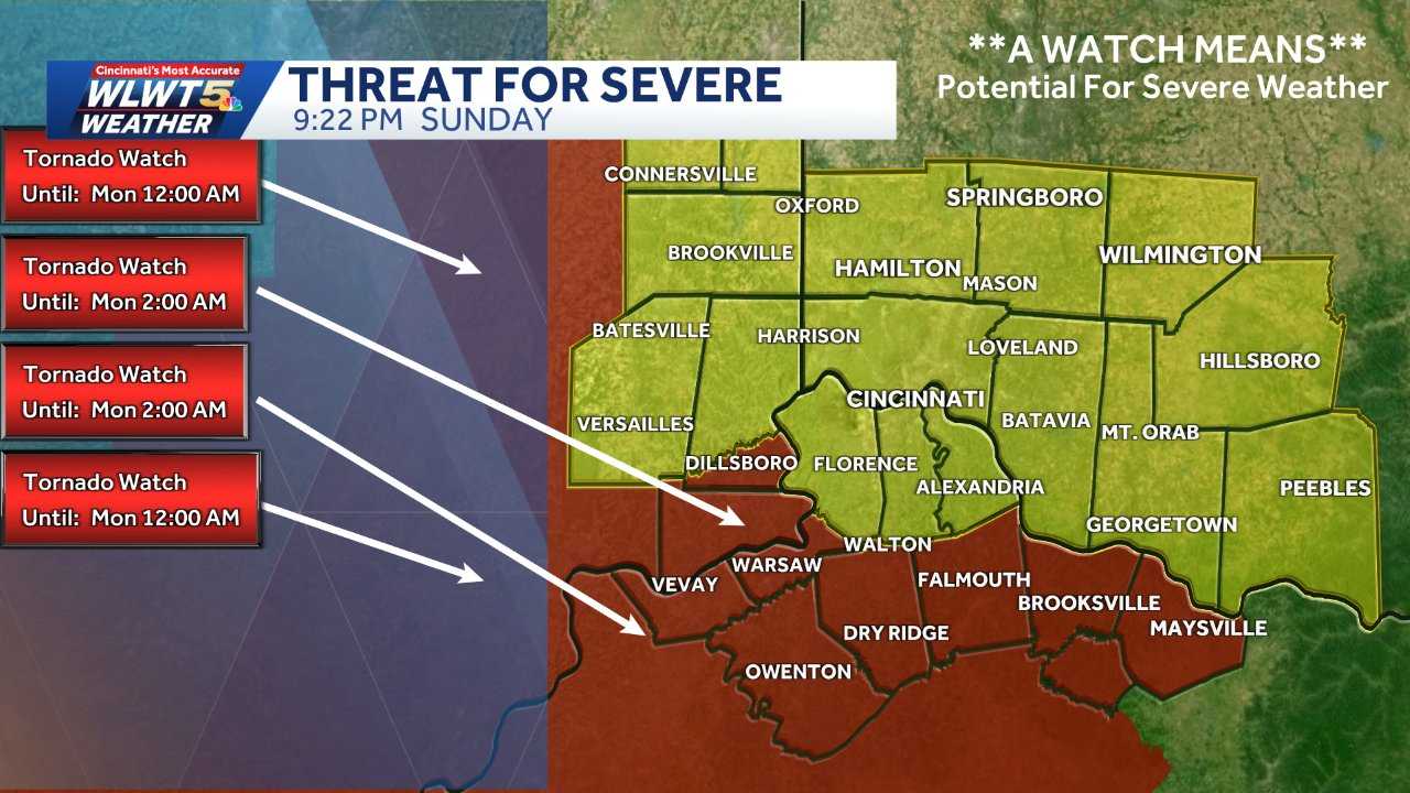 Greater Cincinnati under severe thunderstorm watch Sunday night