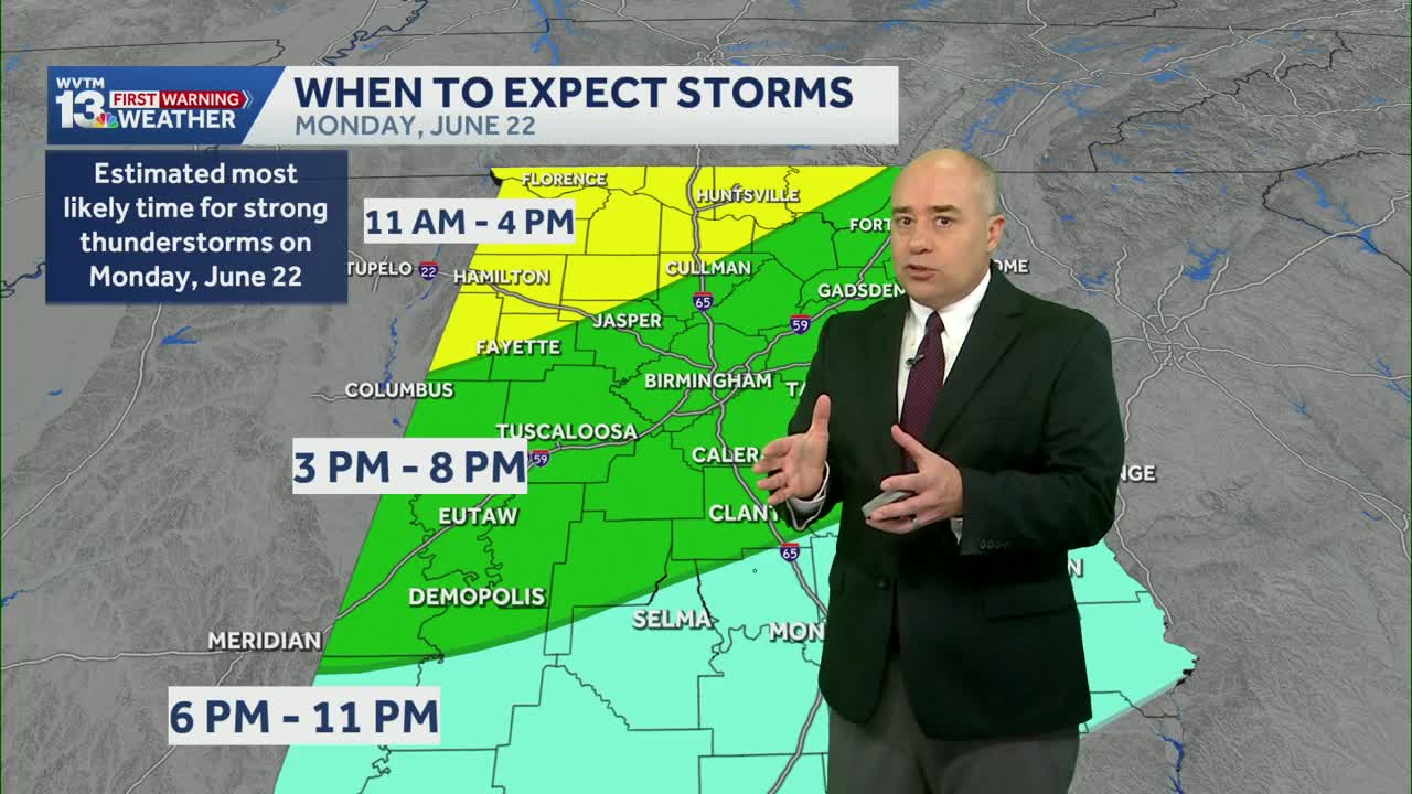 Alabama severe threat: Monday's storms threaten strong winds, tornadoes ...
