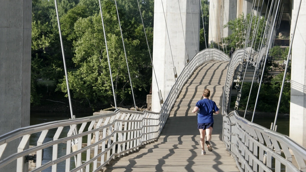 Exploring Belle Isle and its scenic pedestrian bridge