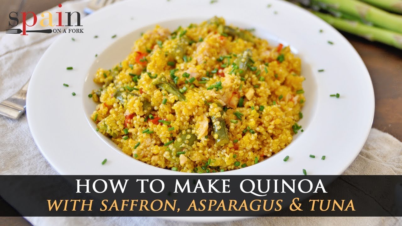Saffron quinoa with asparagus and tuna: Easy Mediterranean recipe