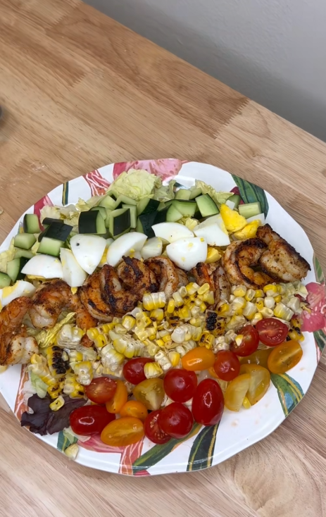 Shrimp cobb salad elevated with chipotle honey vinaigrette