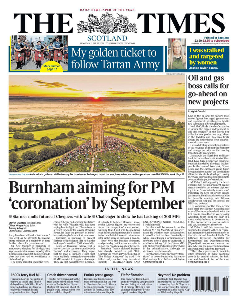 Scotland's papers: Starmer 'poised to quit' ahead of Burnham 'coronation'