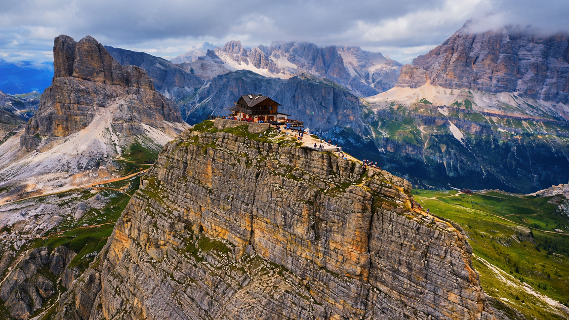 Breathtaking alpine views from a cliffside lodge
