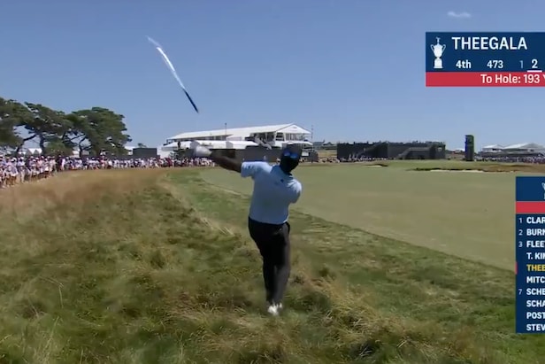 US Open 2026: Sahith Theegala nearly decapitates fans with flying club ...
