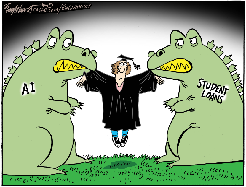 Graduation cartoons capture the class of 2026’s uncertain future