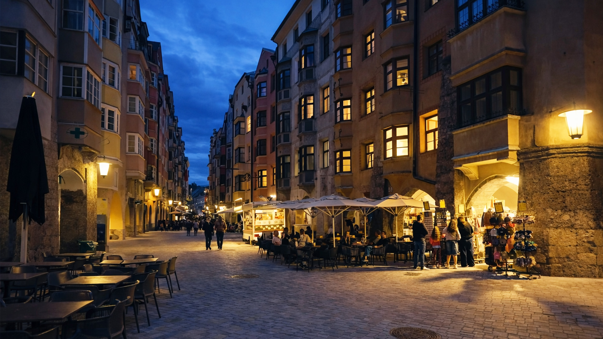 Enjoy an evening walk through Innsbruck Old Town (4K)