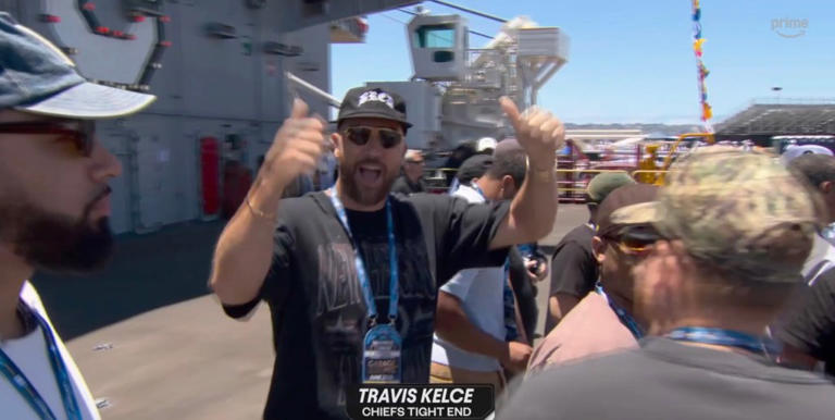 Travis Kelce continues California bachelor party weekend at NASCAR race ...