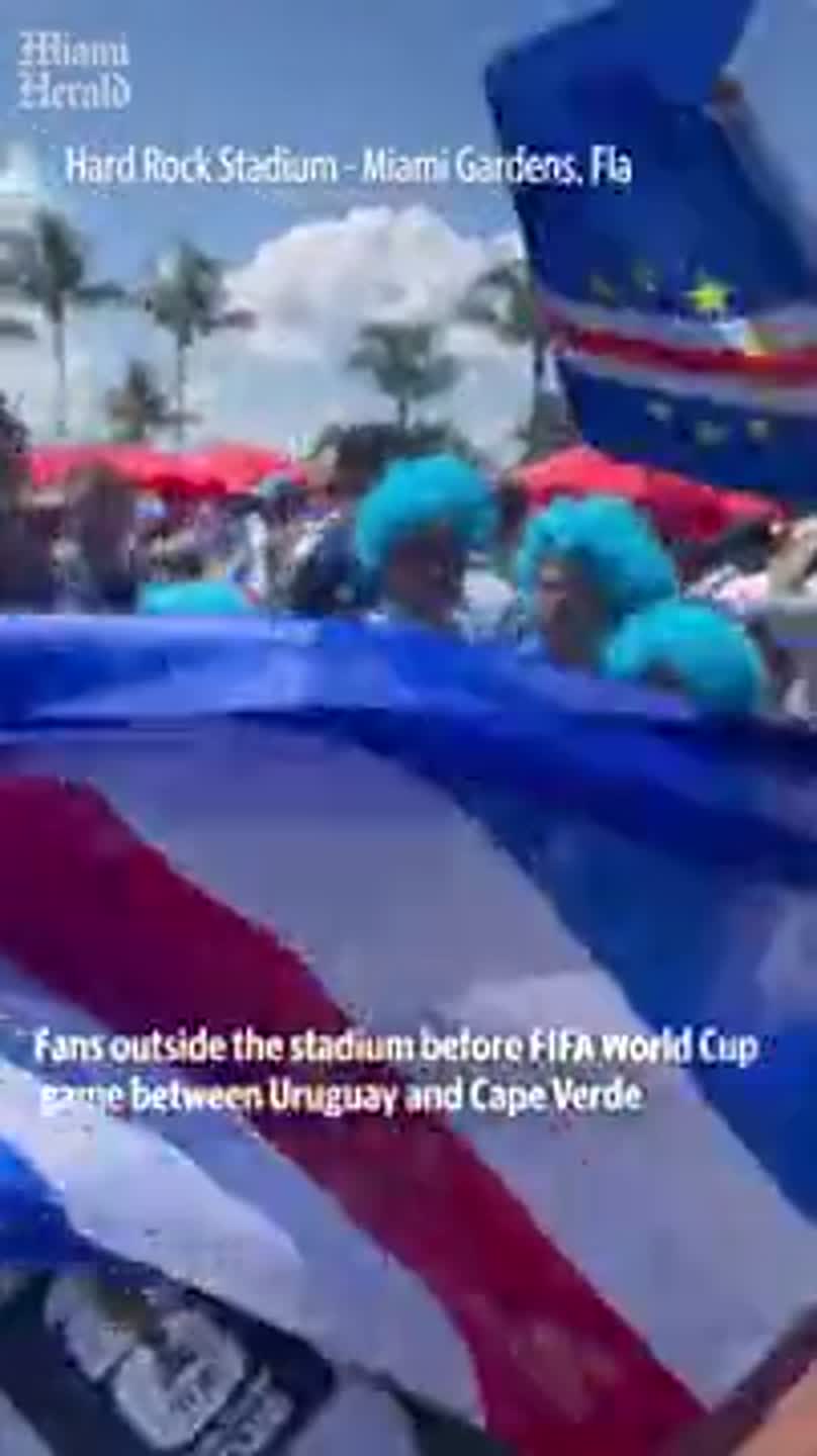 Fans gather outside the stadium before FIFA World Cup between Uruguay ...