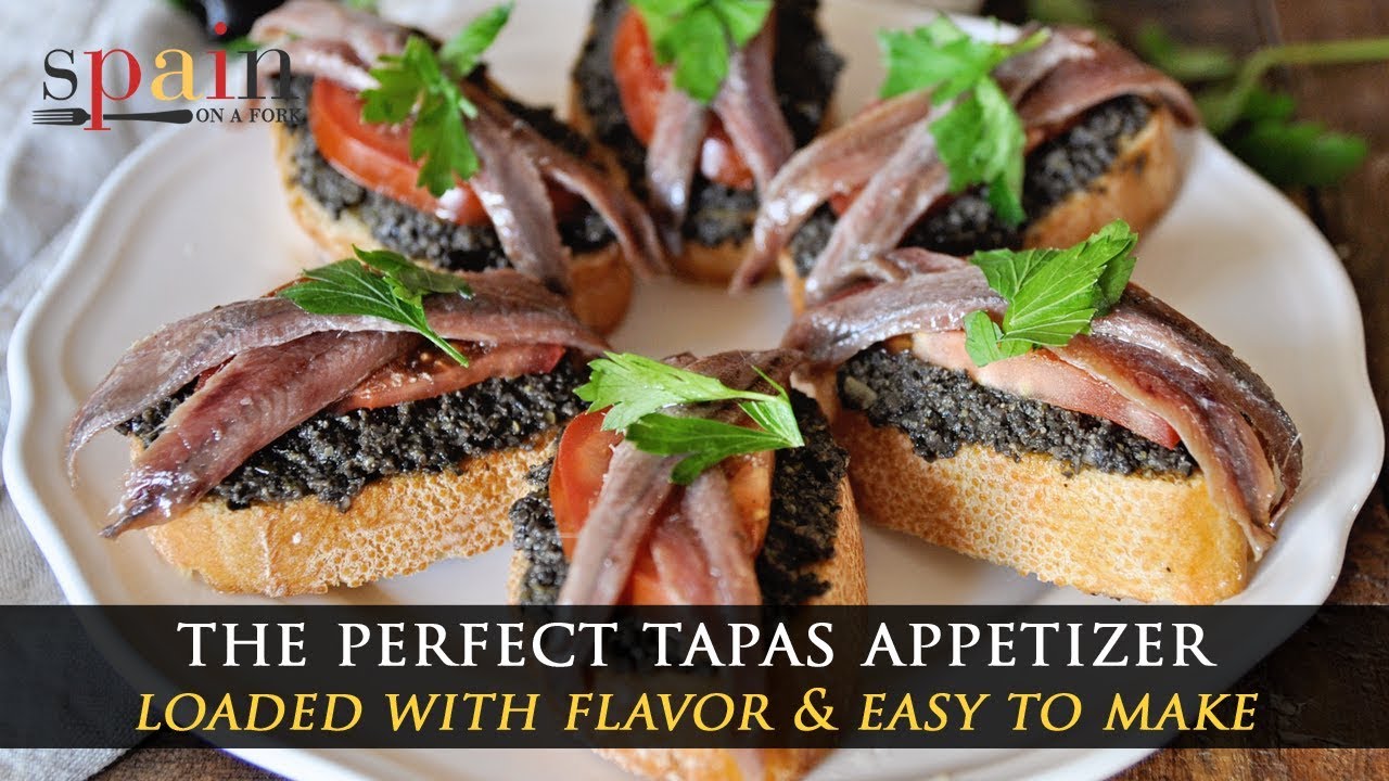Spanish montaditos with black olive tapenade and anchovies: Easy tapas ...