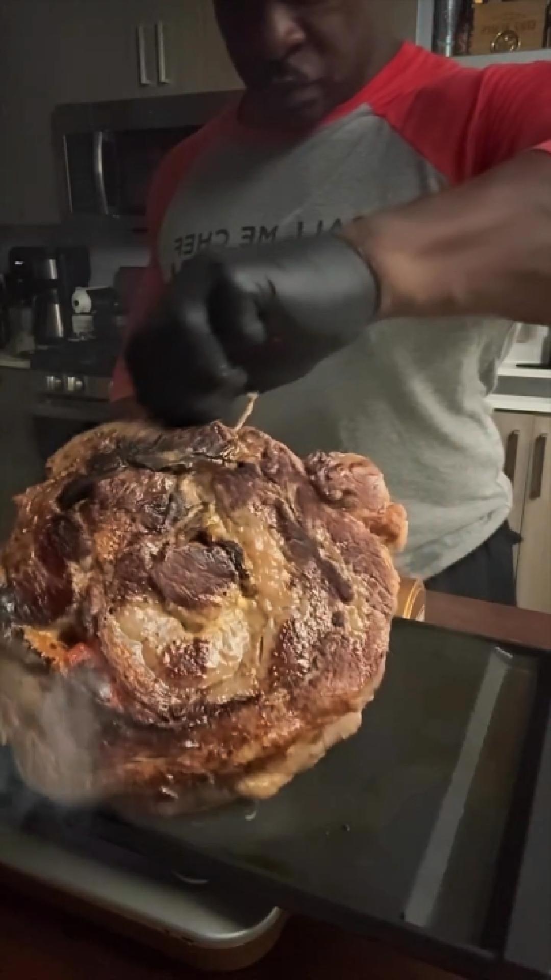 Chef Rush answers a Russian food challenge with giant tomahawk steaks