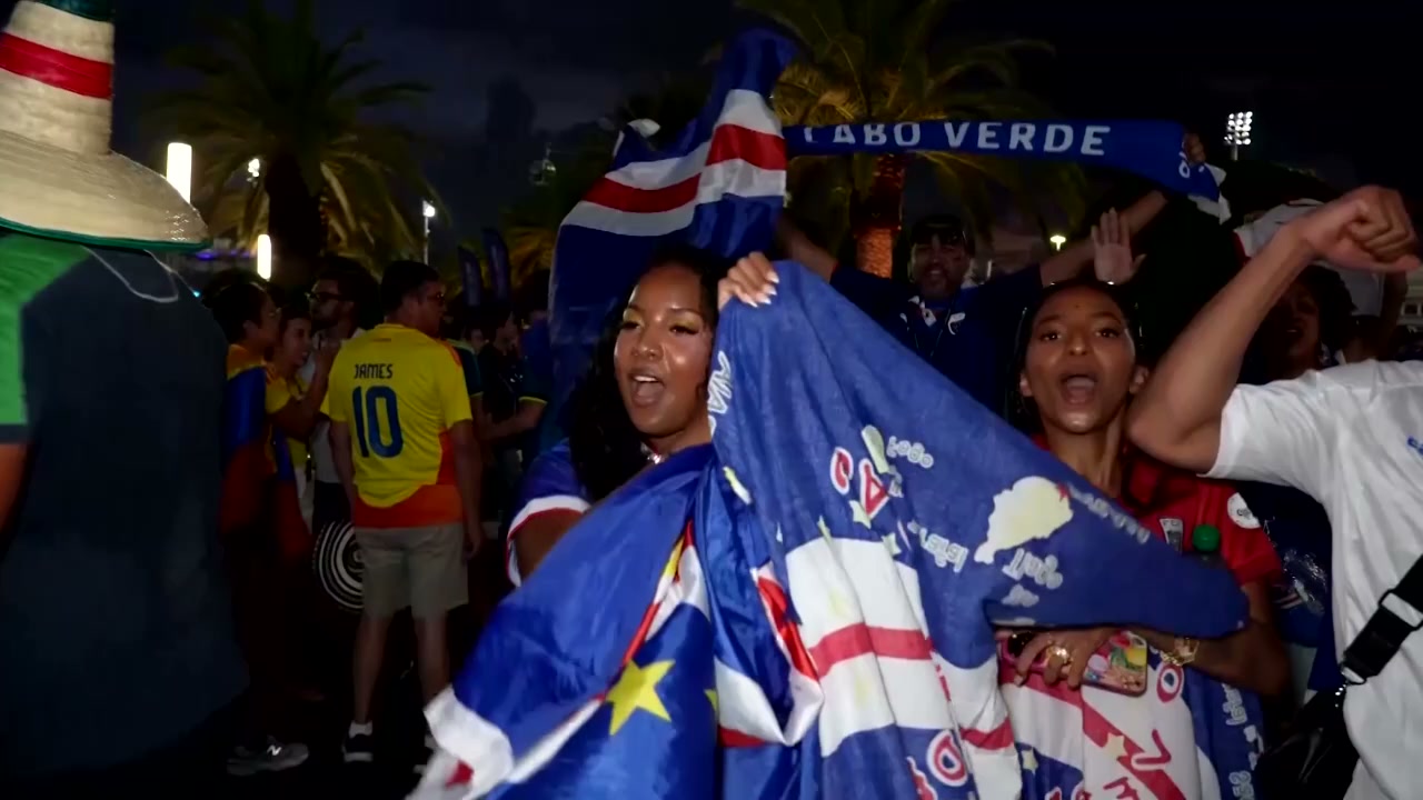 Cape Verde fans cheer after team held Uruguay to 2-2 draw