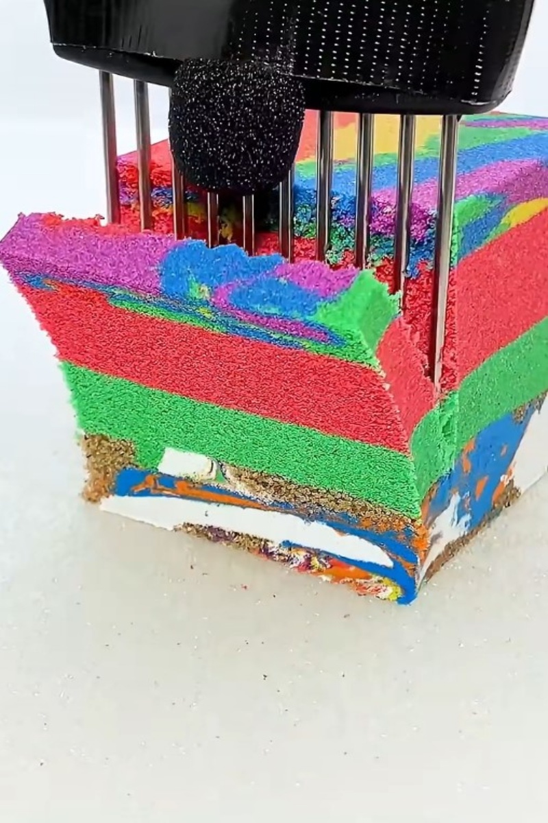 Rainbow foam sand art cutting texture design