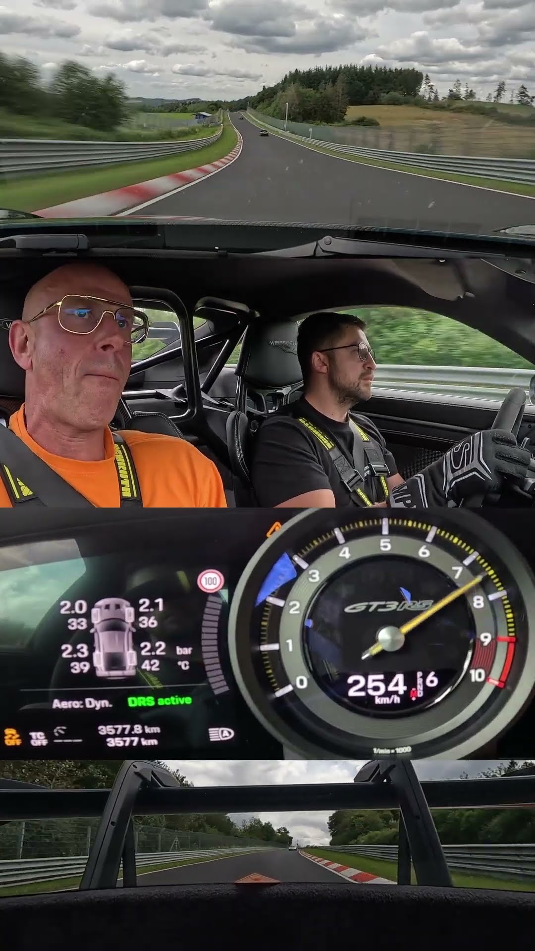 Porsche GT3 RS warps the passenger at full speed