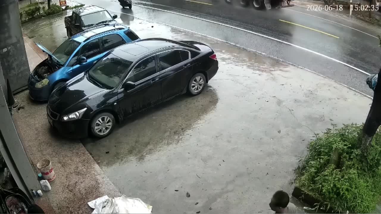 Pedestrian makes miraculous escape as out-of-control truck slams into ...