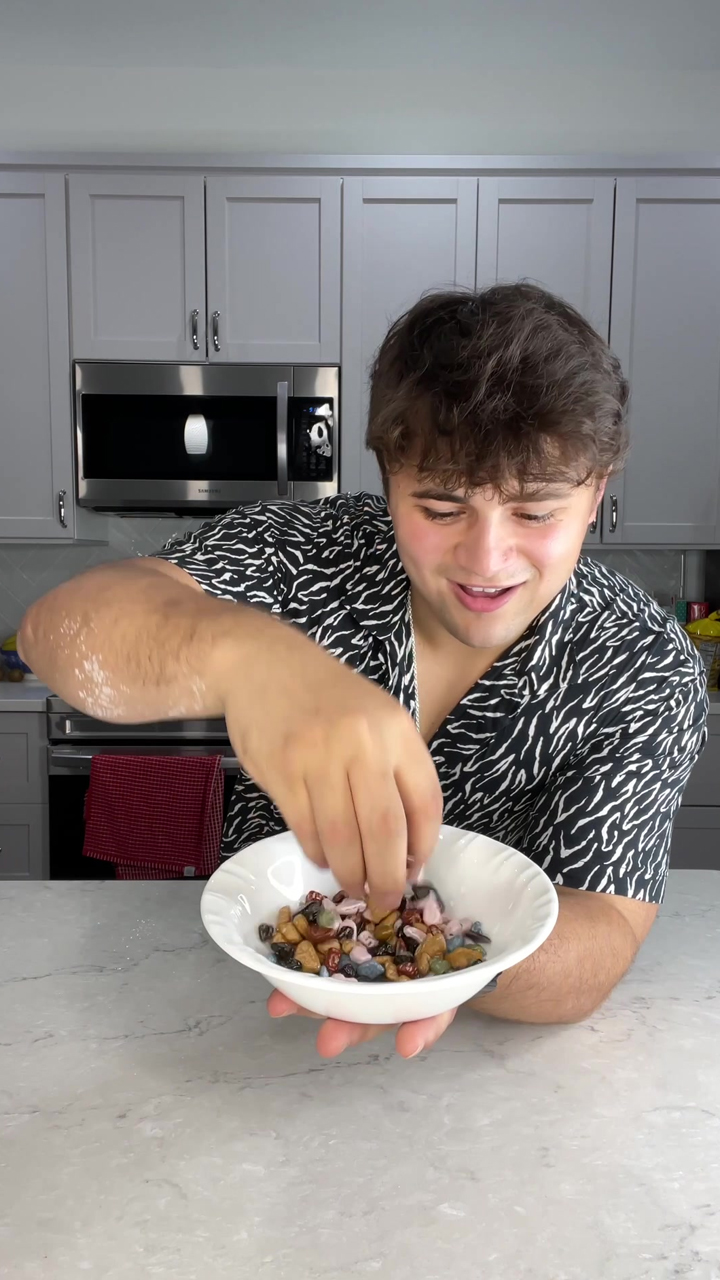 Eating edible rocks that look too real to believe it’s chocolate
