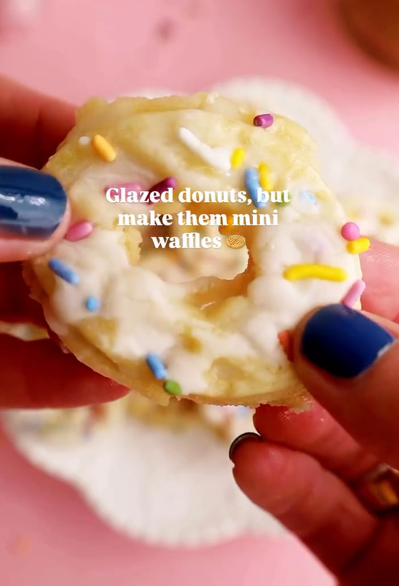 How to turn glazed donuts into mini waffle snacks with sweet glaze