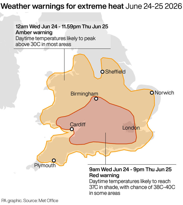 Red weather warning issued for extreme heat and humidity