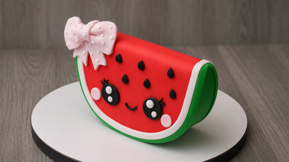 Watermelon cake gets a cute fondant finish