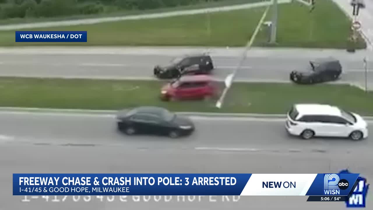 3 arrested after car crashes into pole in police chase on Milwaukee CO ...
