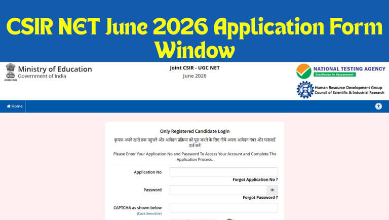 CSIR NET June 2026 application form window activated at csirnet.nta.nic ...