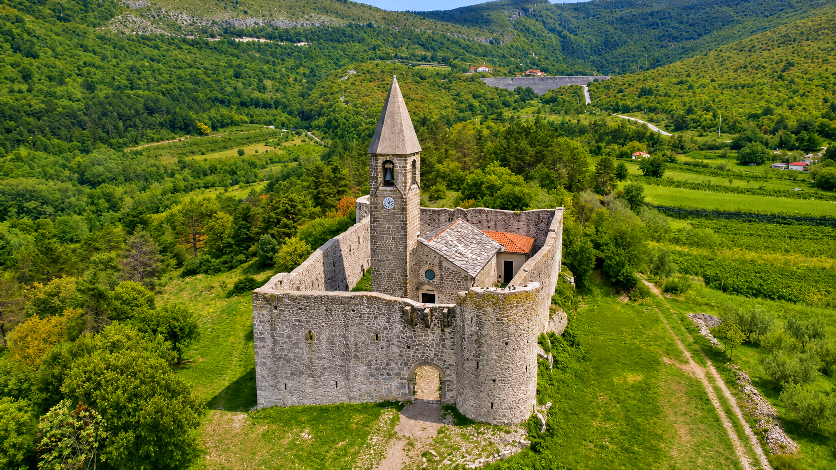 An ancient stone church hidden deep in the countryside