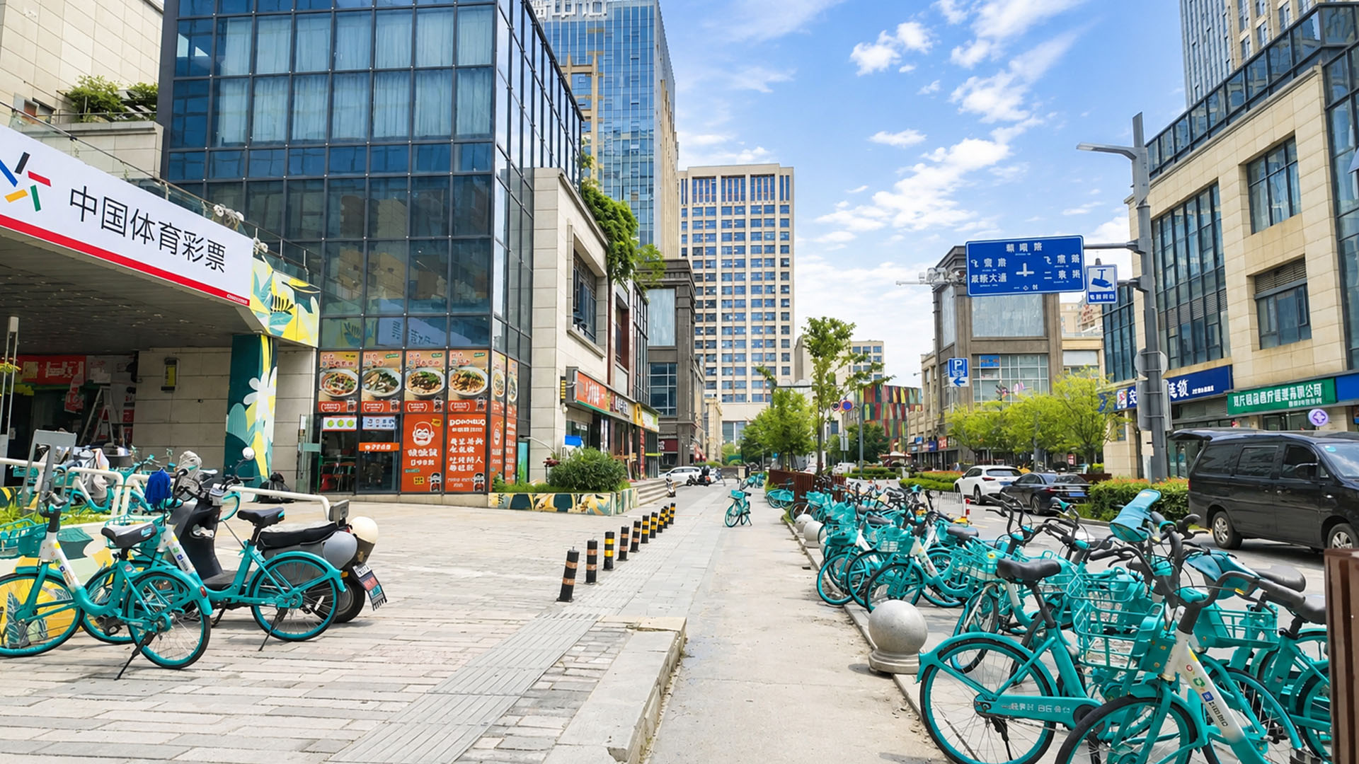Inside a sunny Chinese district where shared bikes fill sidewalks