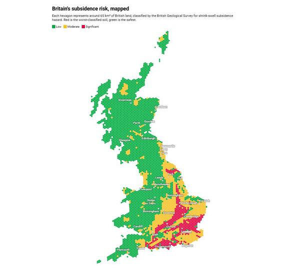 UK homes at risk of sinking in hot weather as worst areas shown on map