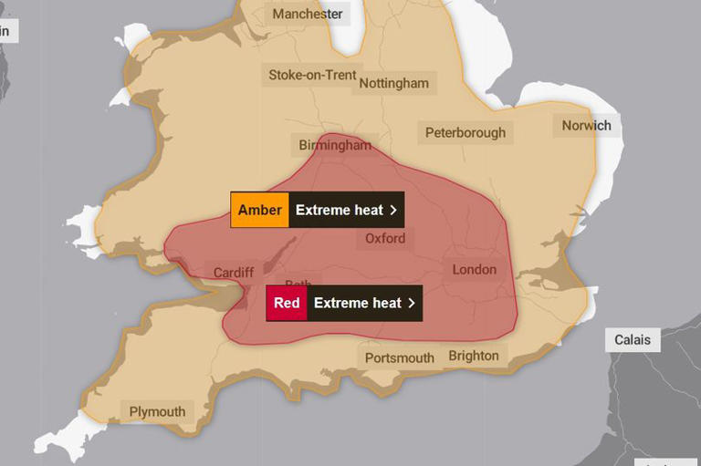 Rare red extreme heat warning for Kent with population-wide health ...