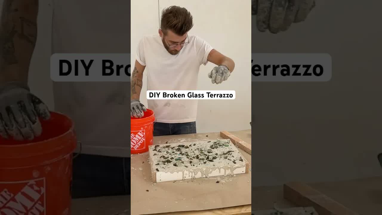 DIY terrazzo with broken glass bottles