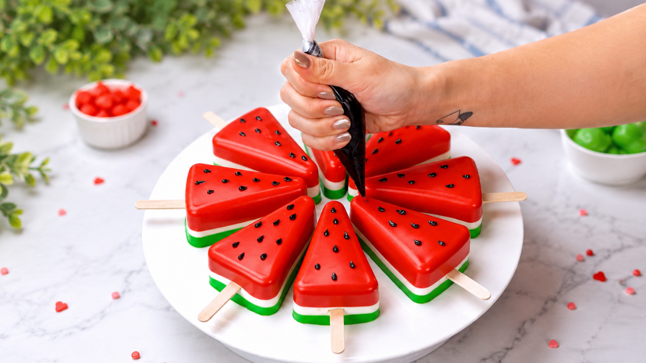 How to make watermelon slice pops