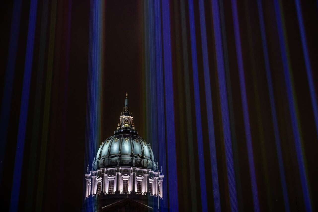 S.F.'s new laser light show tranforms Civic Center sky into art for ...